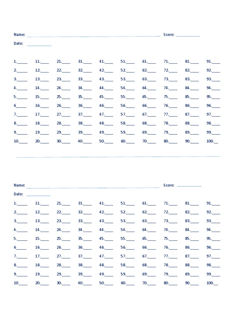 Answer Sheet 1-100 | PDF