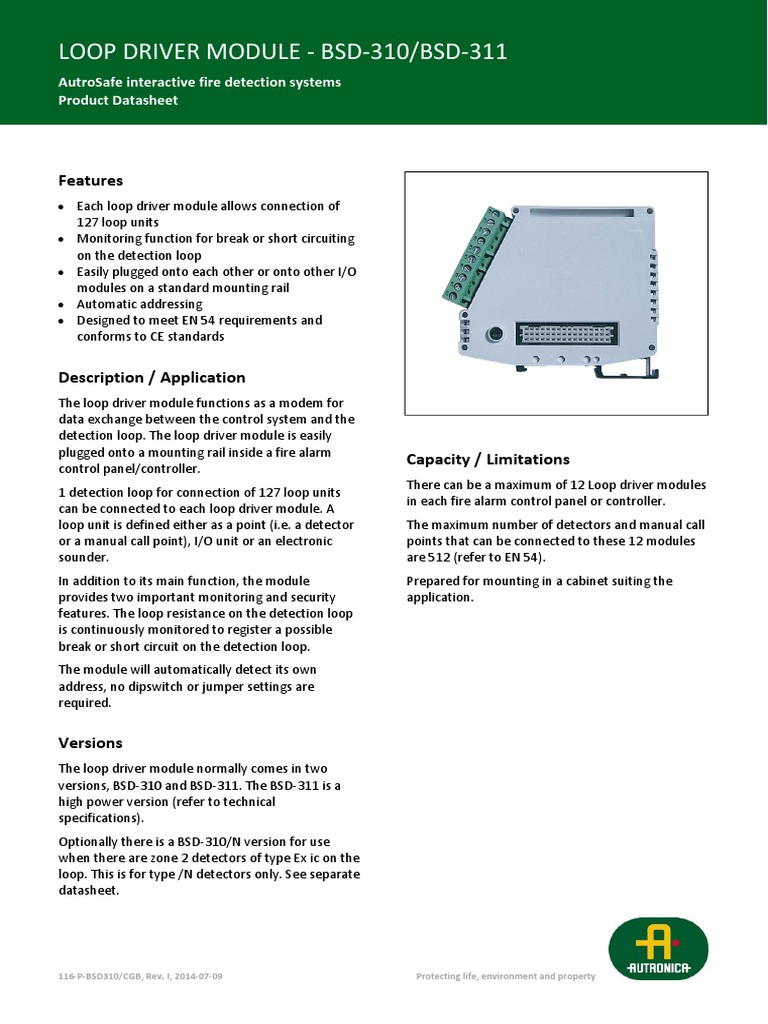 Loop Driver Module BSD 310/Bsd 311: Features | PDF | Electrical ...
