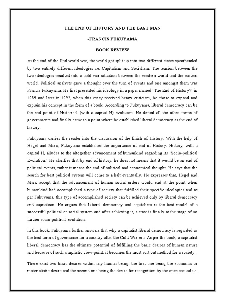 The End of History and The Last Man - Francis Fukuyama Book Review ...