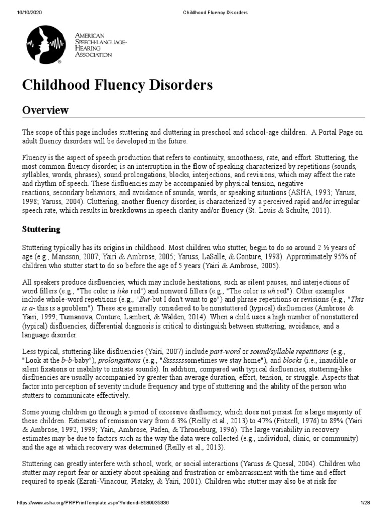 Childhood Fluency Disorders | PDF | Stuttering | Fluency