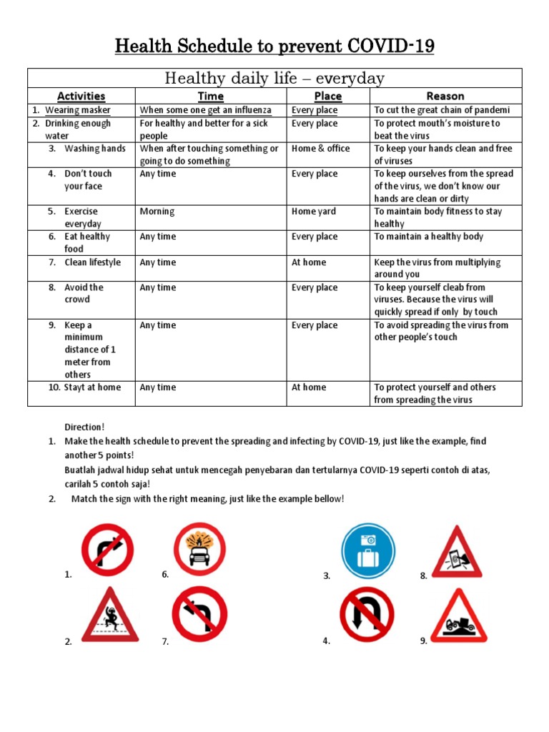 COVID-19 Prevention Health Schedule | PDF | Virus | Microbiology