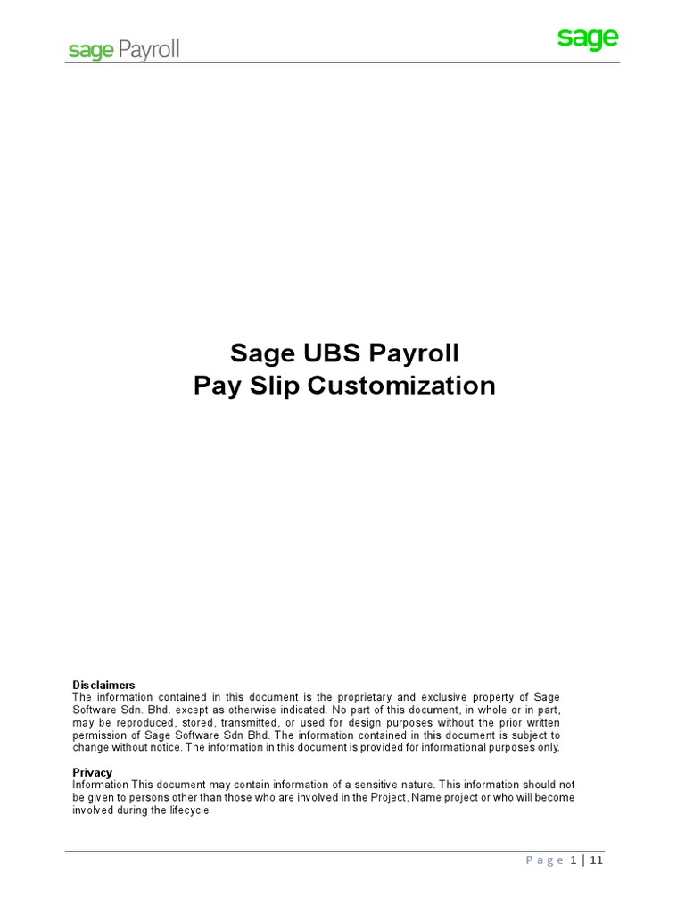 Sage UBS Payroll Pay Slip Customization - v1.0 | PDF | Computer File ...