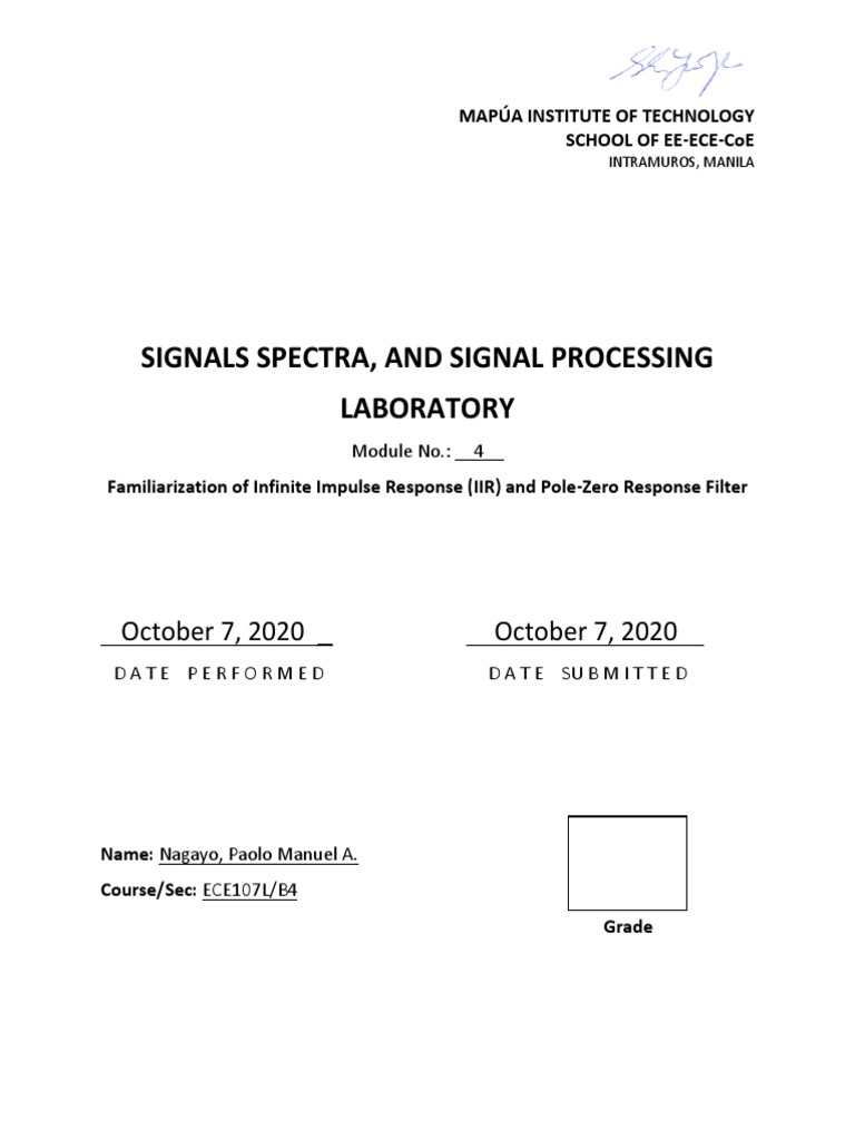Signals Spectra, and Signal Processing Laboratory: October 7, 2020 ...