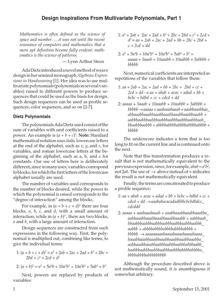 Design Inspirations From Multivariate Polynomials, Part 1 | PDF ...