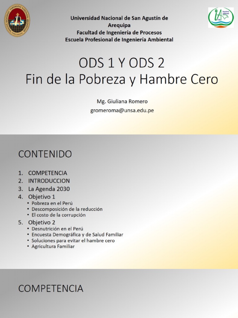 3 Ods 1 Y Ods 2 Fin De La Pobreza Y Hambre Cero Pdf