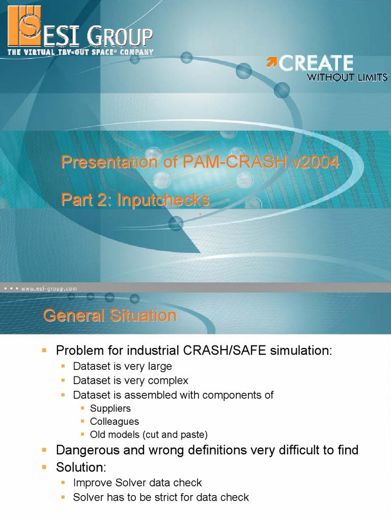 Presentation of PAM - CRASH v2004 Part 2: Inputchecks | PDF | Airbag ...