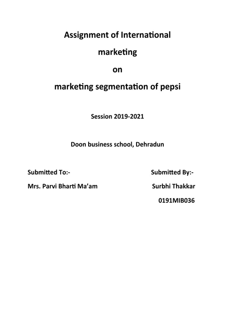 Marketing Strategy of Pepsi | PDF | Pepsi | Market Segmentation