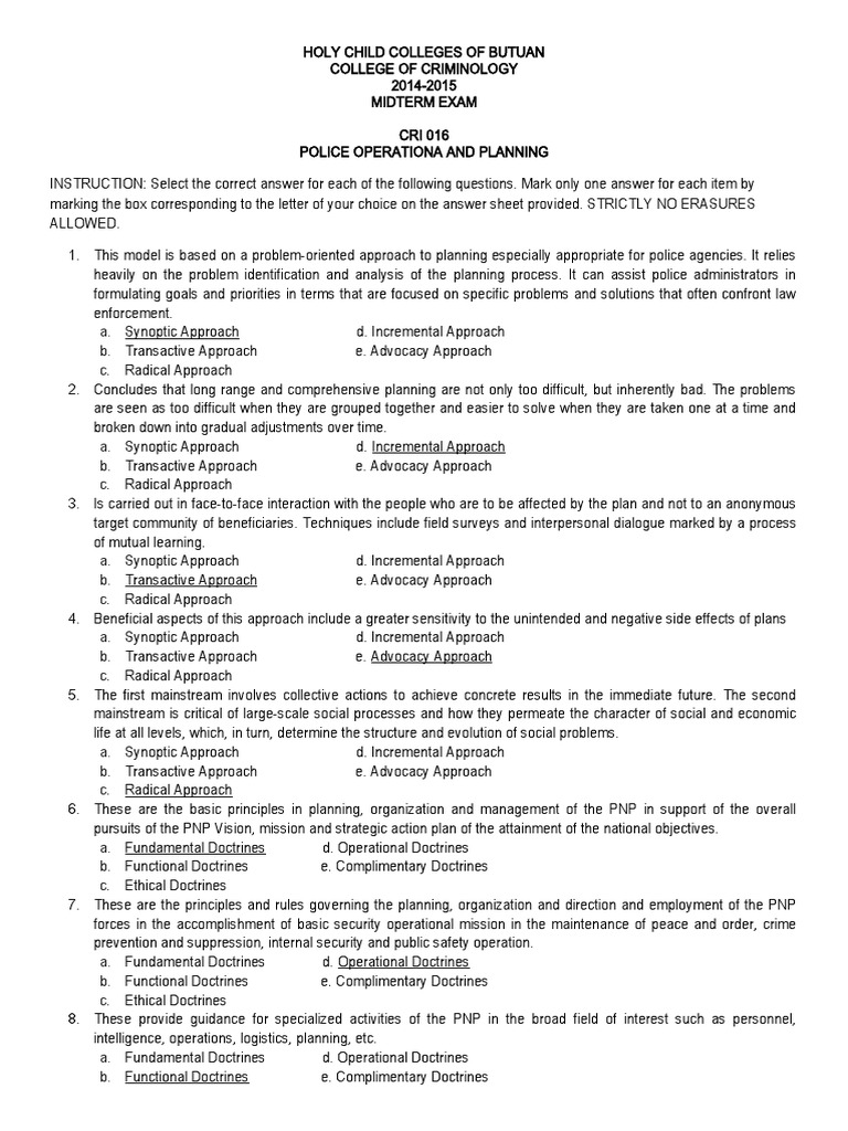 Police Planning | PDF | Goal | Police