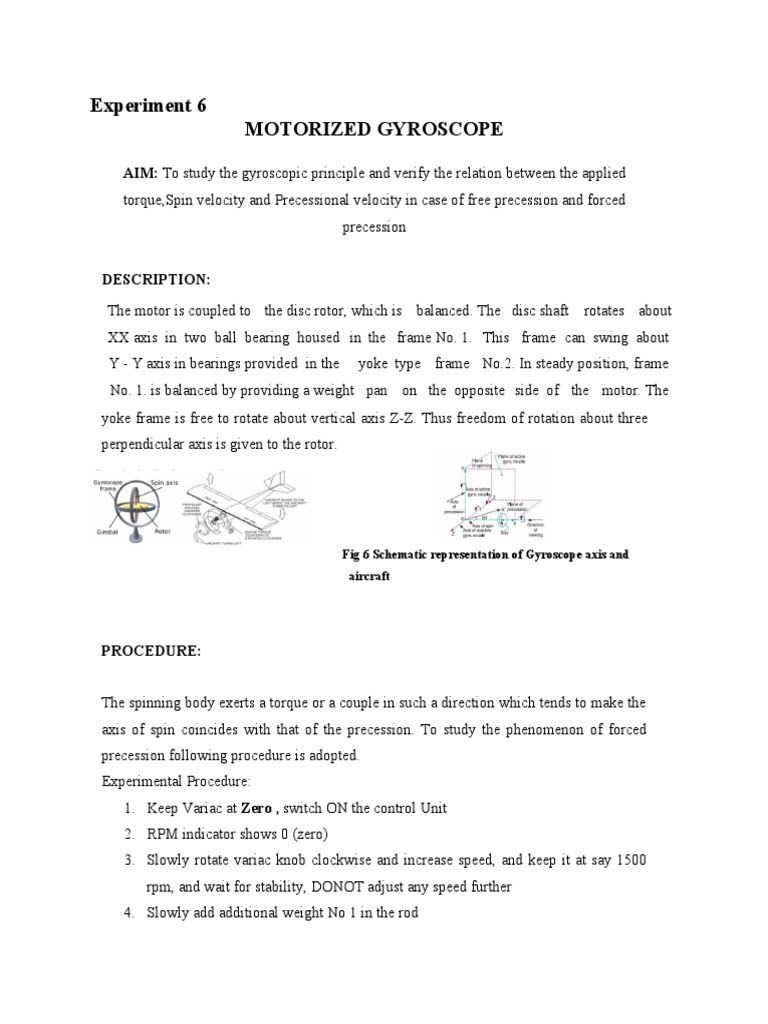 6.motorized Gyroscope | PDF | Rotation | Rotation Around A Fixed Axis