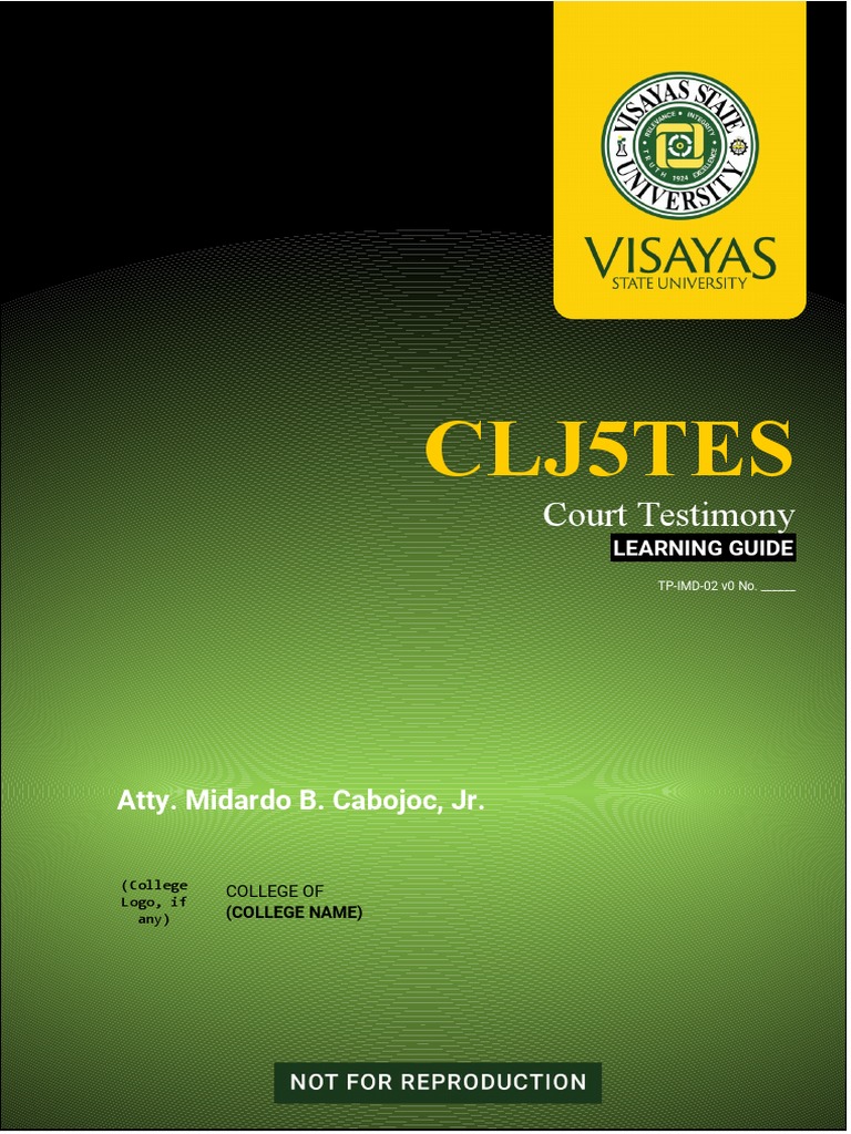 Court Testimony Learning Guide | PDF | Plea | Jurisdiction