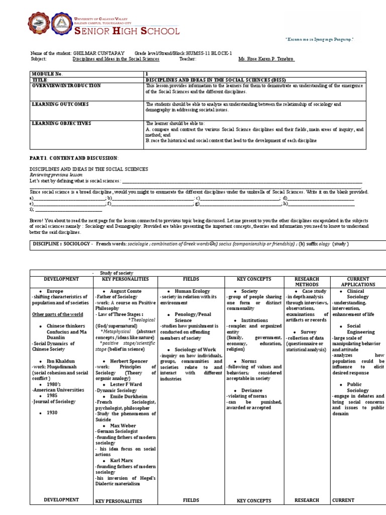 Diss Module 1 | PDF | Demography | Sociology