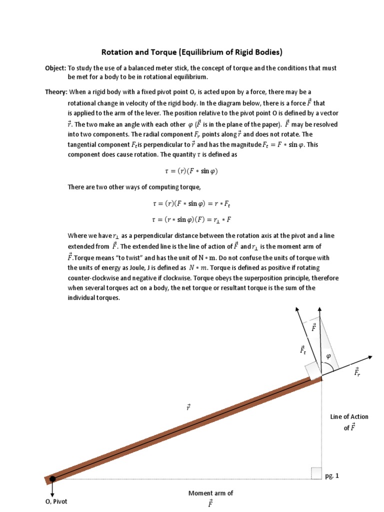 Rotation and Torque (Equilibrium of Rigid Bodies) | PDF | Torque | Lever