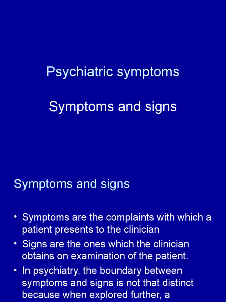 Symptoms and Signs of Psychiatric Disorders 1 1 | PDF | Amnesia ...