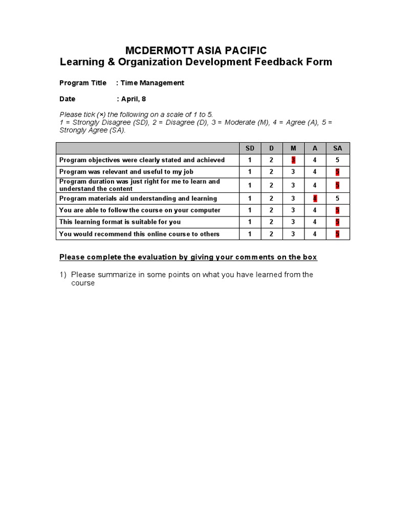 Webinar Feedback Form (Time Management) | PDF | Educational Technology ...