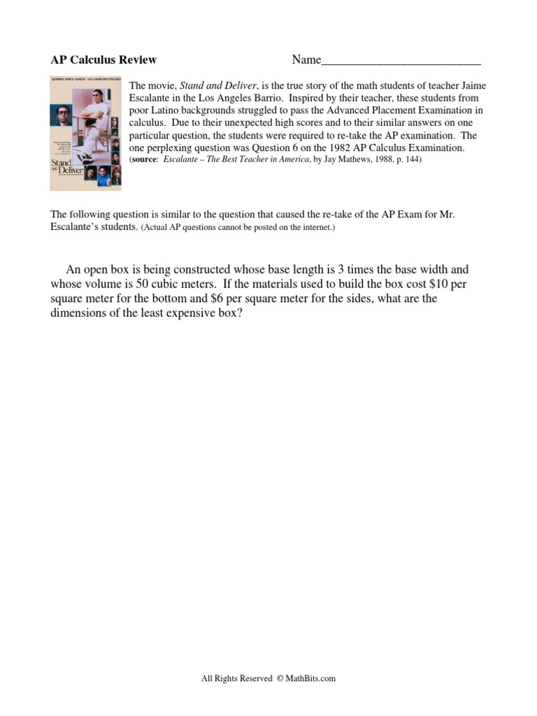 AP Calculus Review Name | PDF
