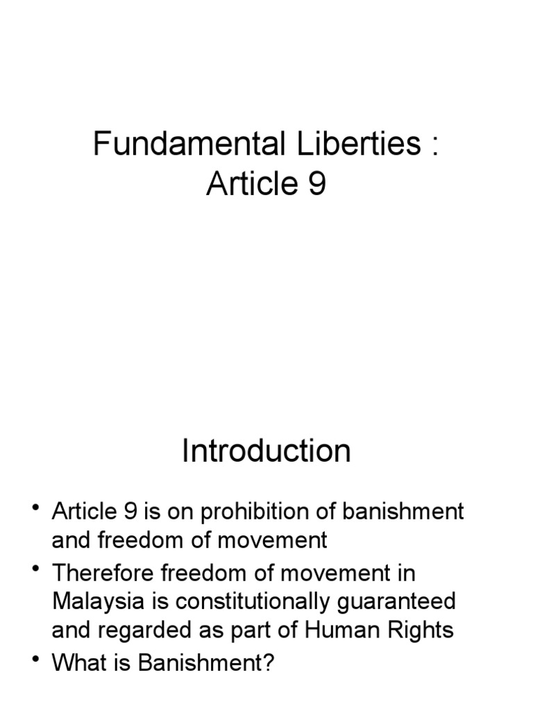 Fundamental Liberties: Article 9 | PDF | Freedom Of Movement | European ...