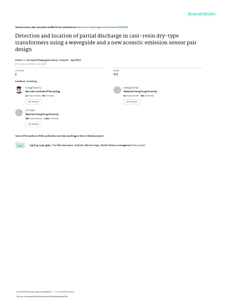 Detection and Location of Partial Discharge in Cas PDF | PDF ...