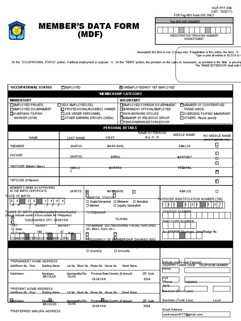 Member'S Data Form (MDF) : Instructions | PDF | Economies | Social ...