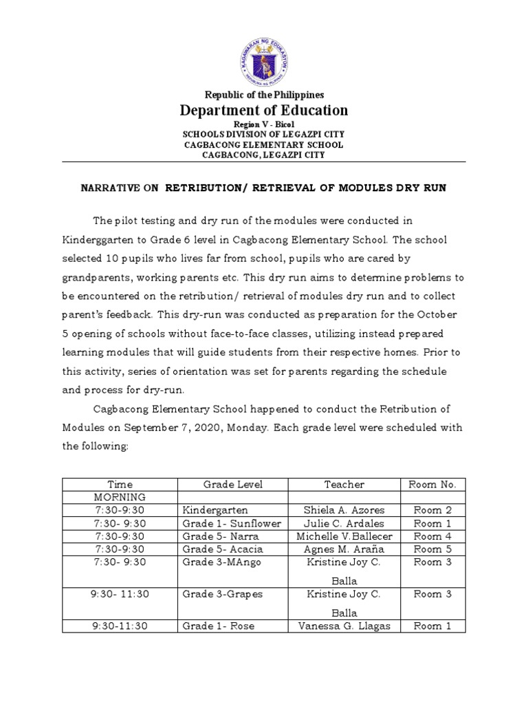 Narrative Report On Distribution and Retreival of Modules - 1 | PDF ...