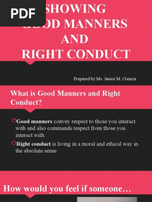 Good Manners And Right Conduct Book