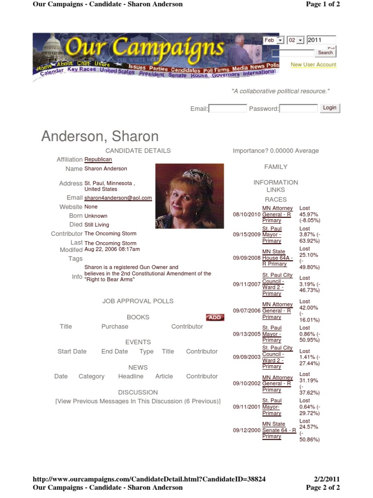 Sharon Anderson: Republican Candidate Profile | PDF | Minnesota ...