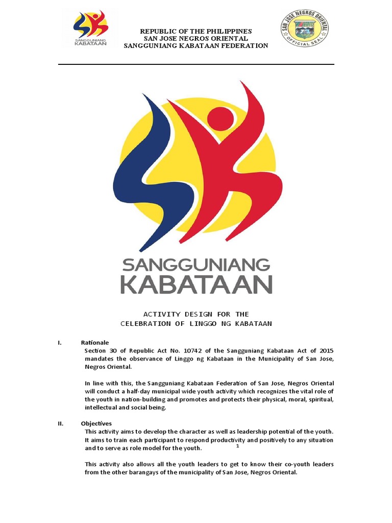 Activity Design For Linggo NG Kabataan | PDF | Philippines | Government