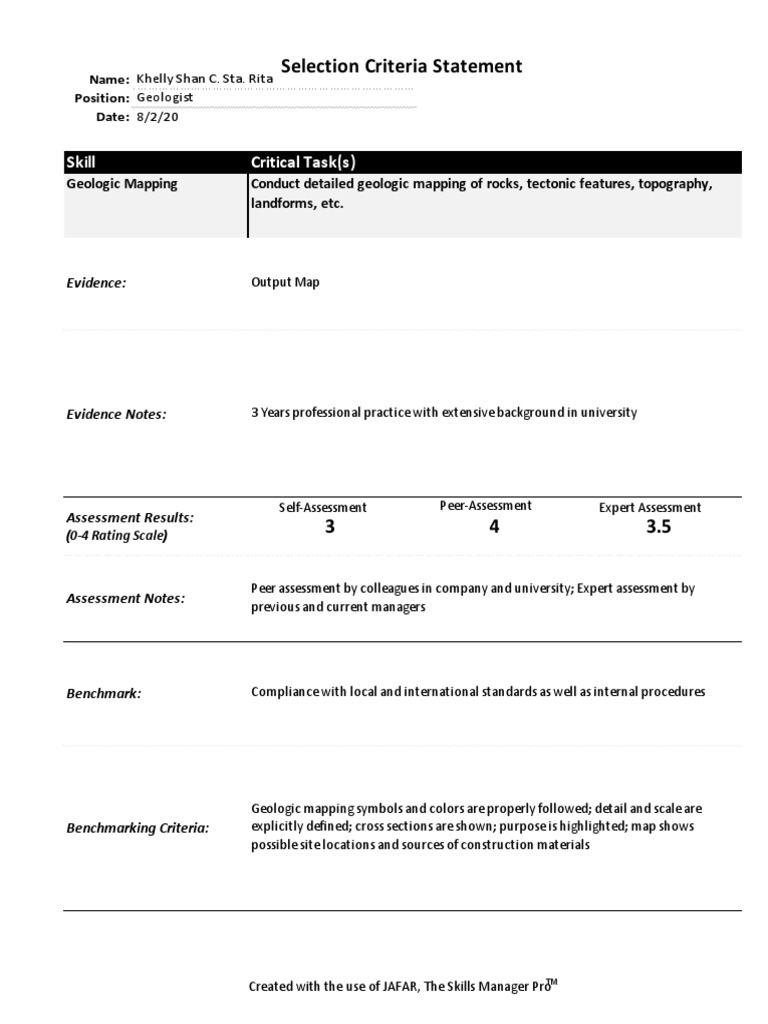 Selection Criteria Statement: Skill Critical Task(s) | PDF | Mentorship ...