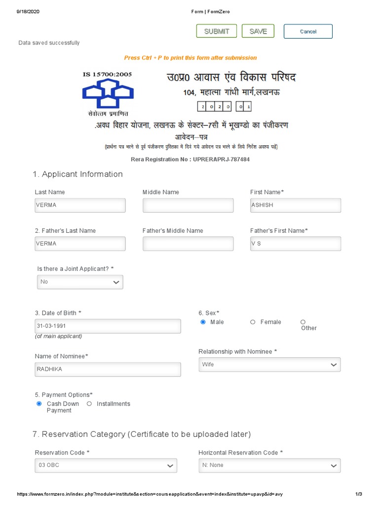 Rera Registration Form | PDF | Government And Personhood | Government