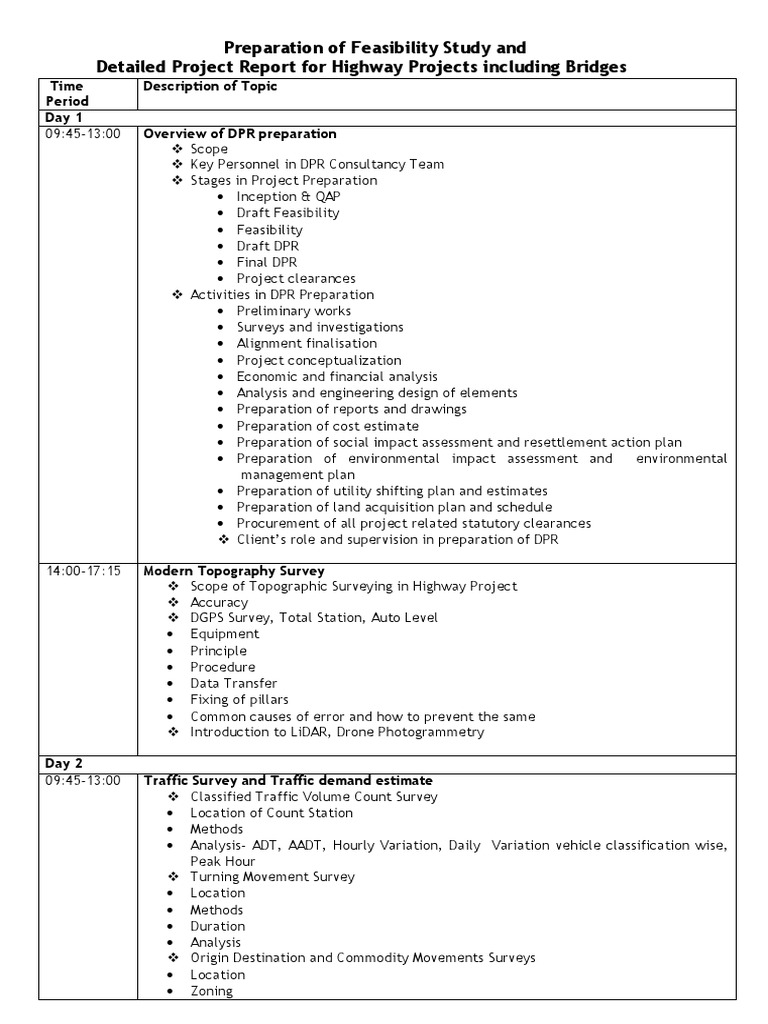 Highway Project Feasibility Study Guide | PDF | Road Surface | Road