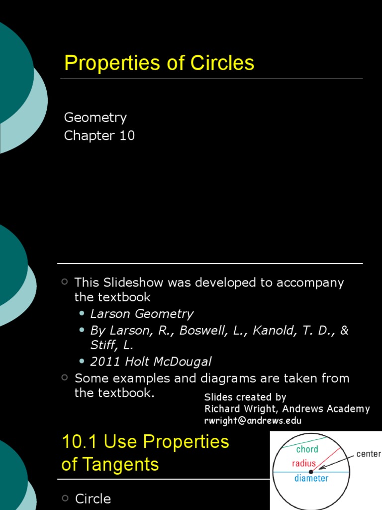 10 Properties of Circles | PDF | Circle | Angle
