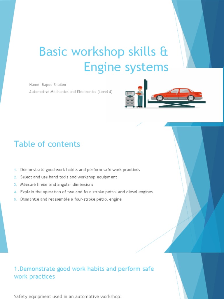 Basic Workshop Skills & Engine Systems | PDF | Internal Combustion ...