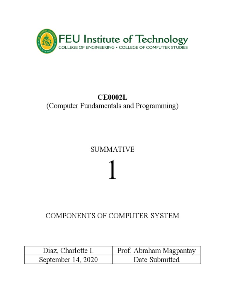 Technical Summative Assessment 1 Diaz Pdf Random Access Memory Central Processing Unit
