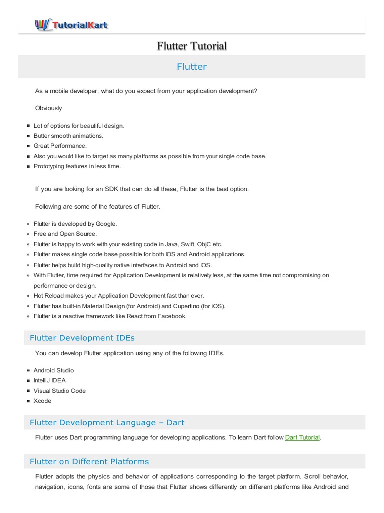 Flutter Tutorial | PDF | Android (Operating System) | Ios