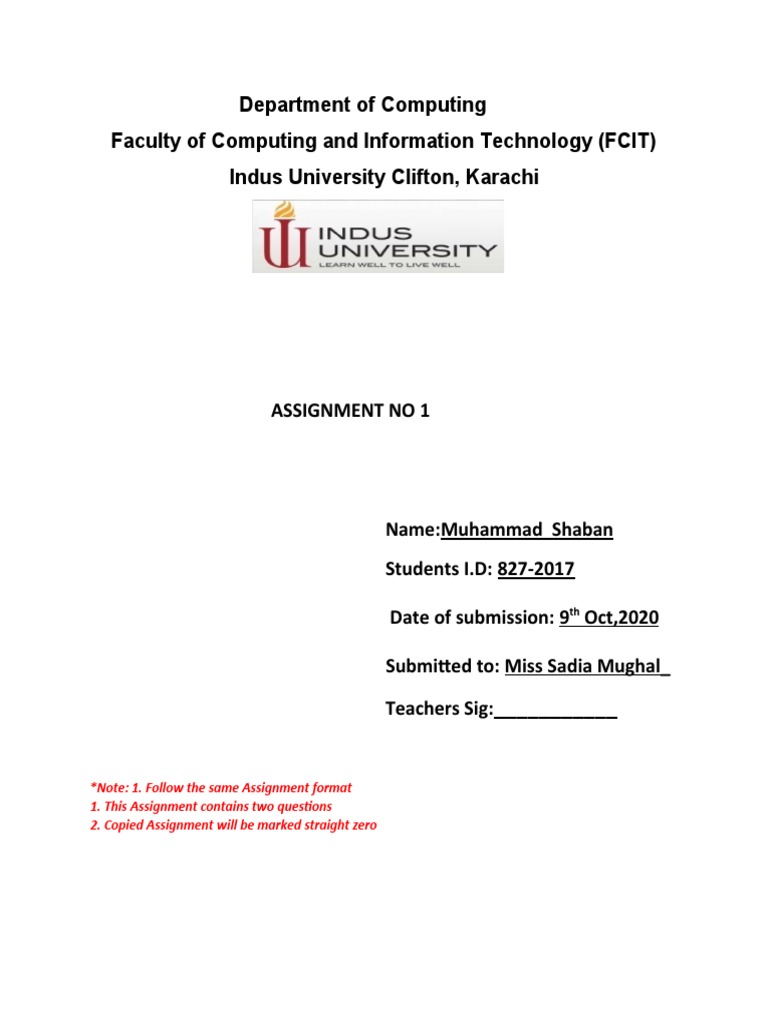 Note: 1. Follow The Same Assignment Format 1. This Assignment Contains ...