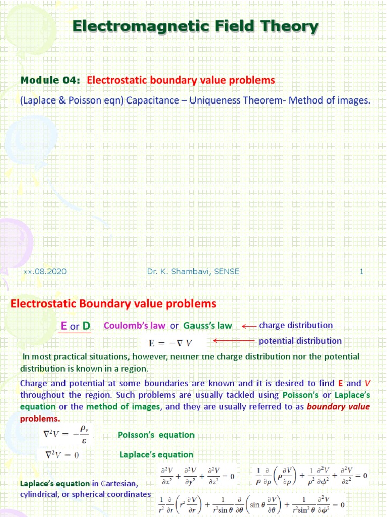 Module4 Electrostatic Boundary Value Problem PDF | PDF | Capacitance | Electrostatics