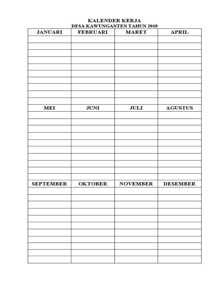 Kalender Kerja Desa Kawunganten 2018 | PDF