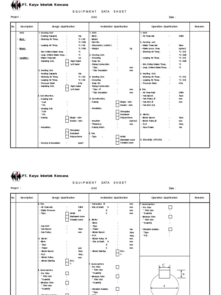 Equipment Data Sheet: Project | PDF | Heat Exchanger | Thermal Insulation