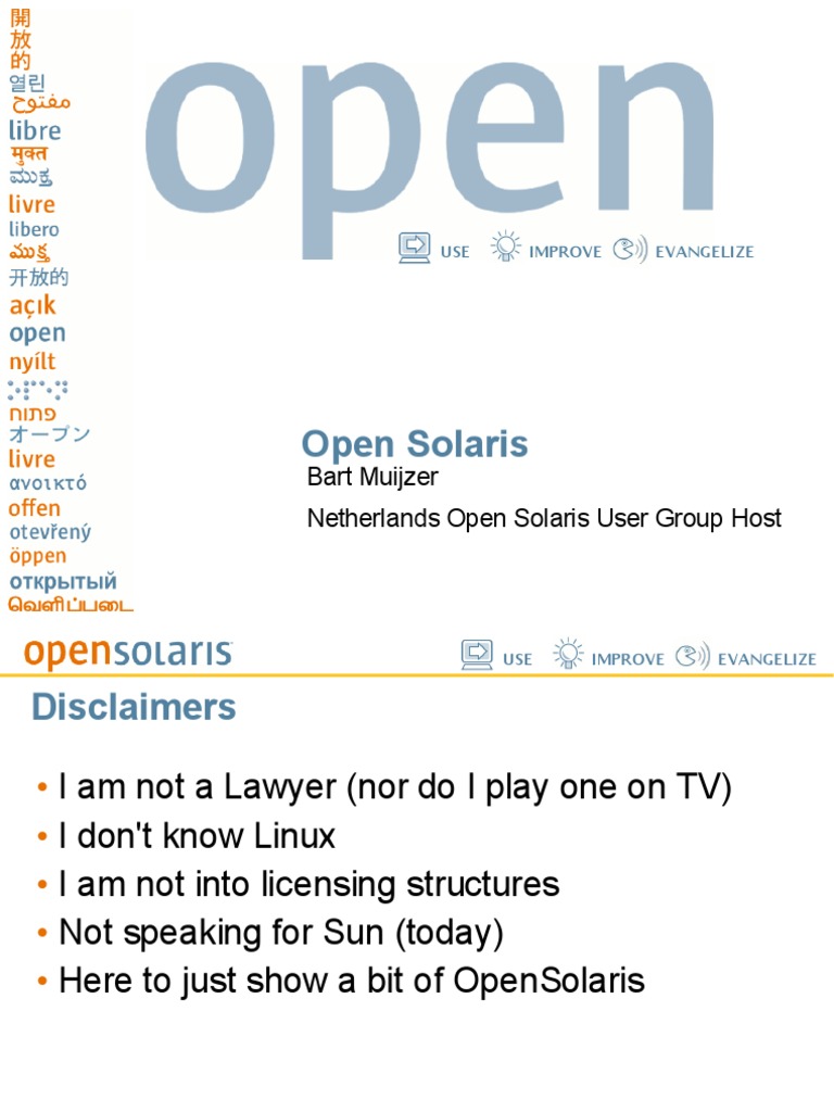 Open Solaris: Bart Muijzer Netherlands Open Solaris User Group Host ...