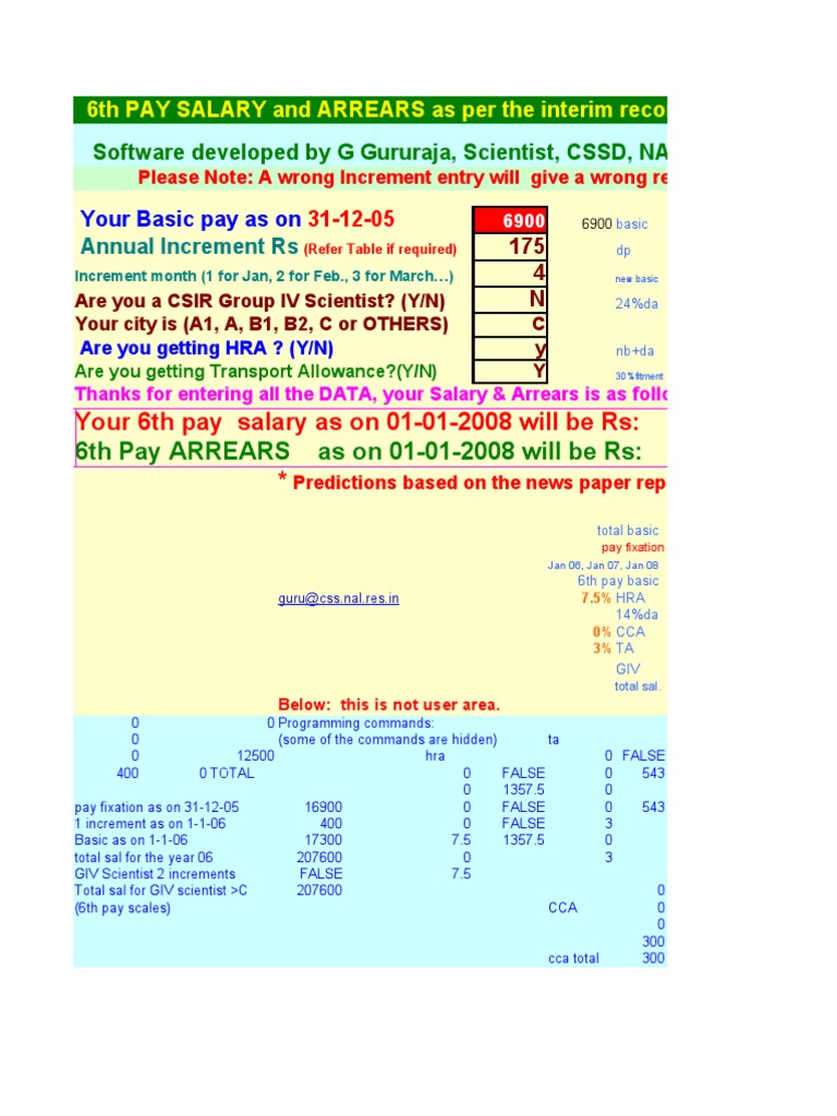 6th Pay Commission Salary Calculator | PDF | Employment Compensation ...