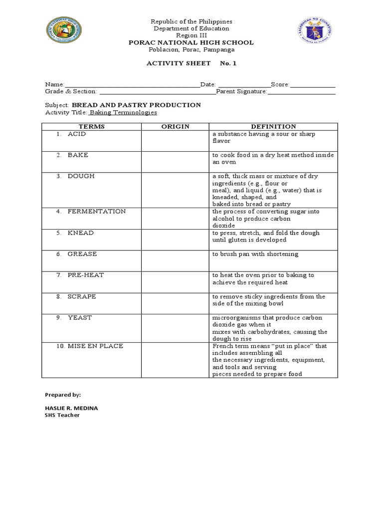 Key Baking Terminologies Explained | PDF | Breads | Dough