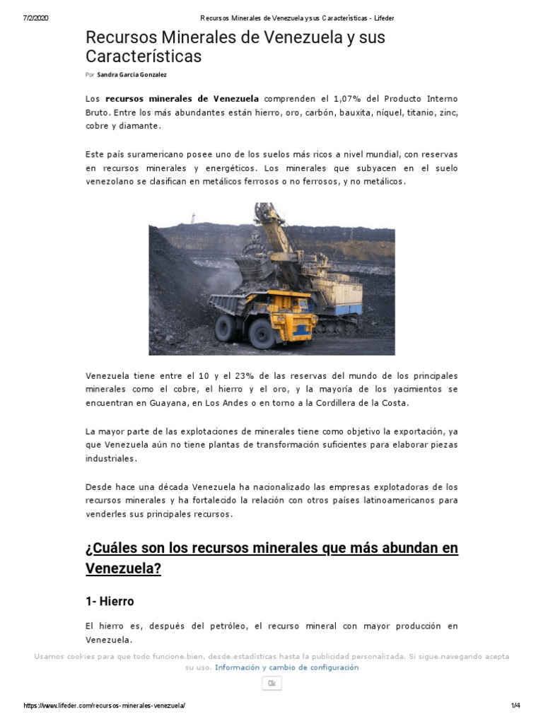 Recursos Minerales de Venezuela y Sus Características - Lifeder | PDF ...
