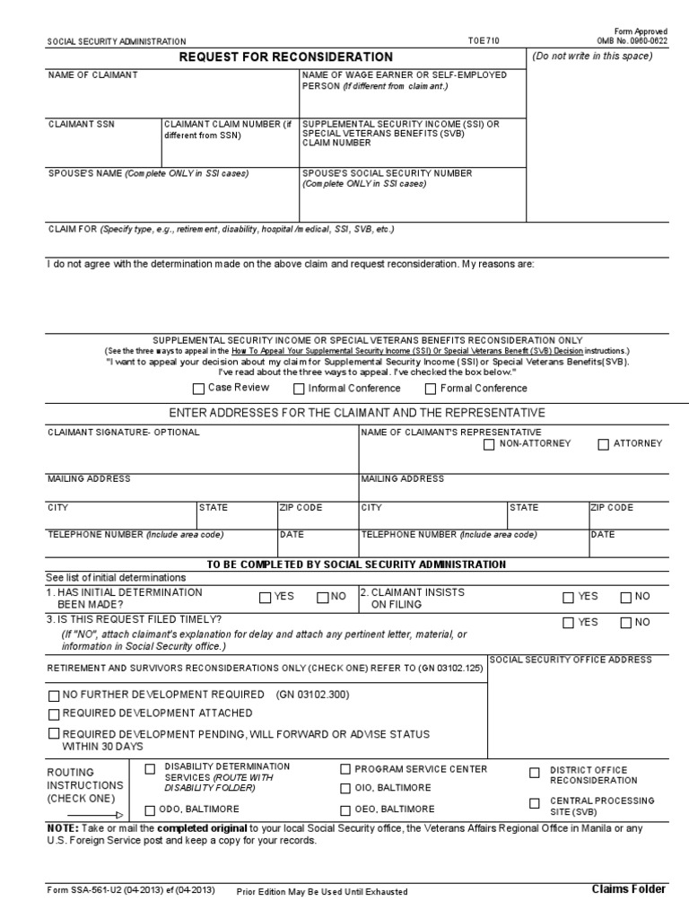 Social Security Reconsideration Request Form | PDF | Supplemental ...