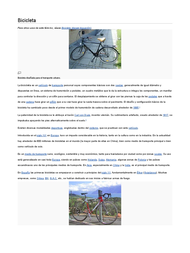 La Bicicleta | PDF | Tipos de ciclo | Recreación al aire libre