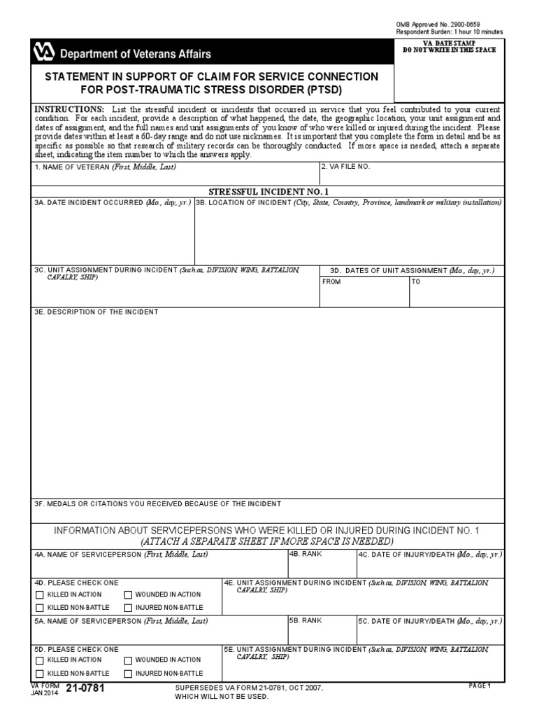 Va Form 21 0781 - FREE | PDF | Government Information | Government