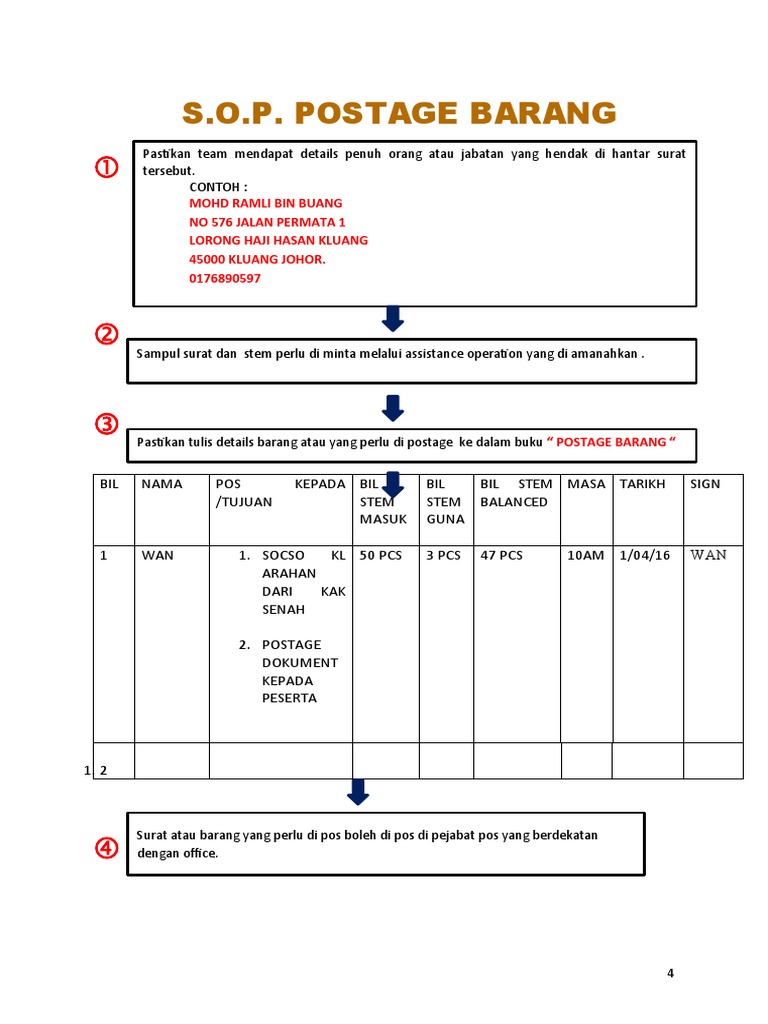 Sop Postage Barang | PDF
