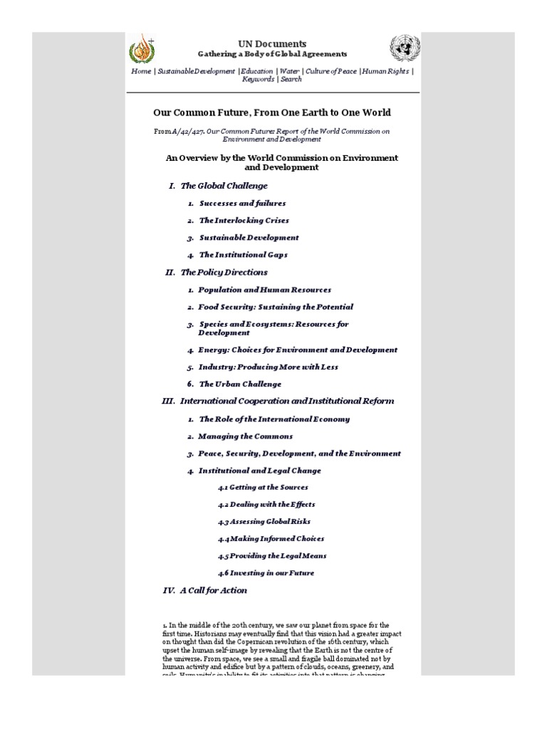 Our Common Future | PDF | Sustainability | Sustainable Development