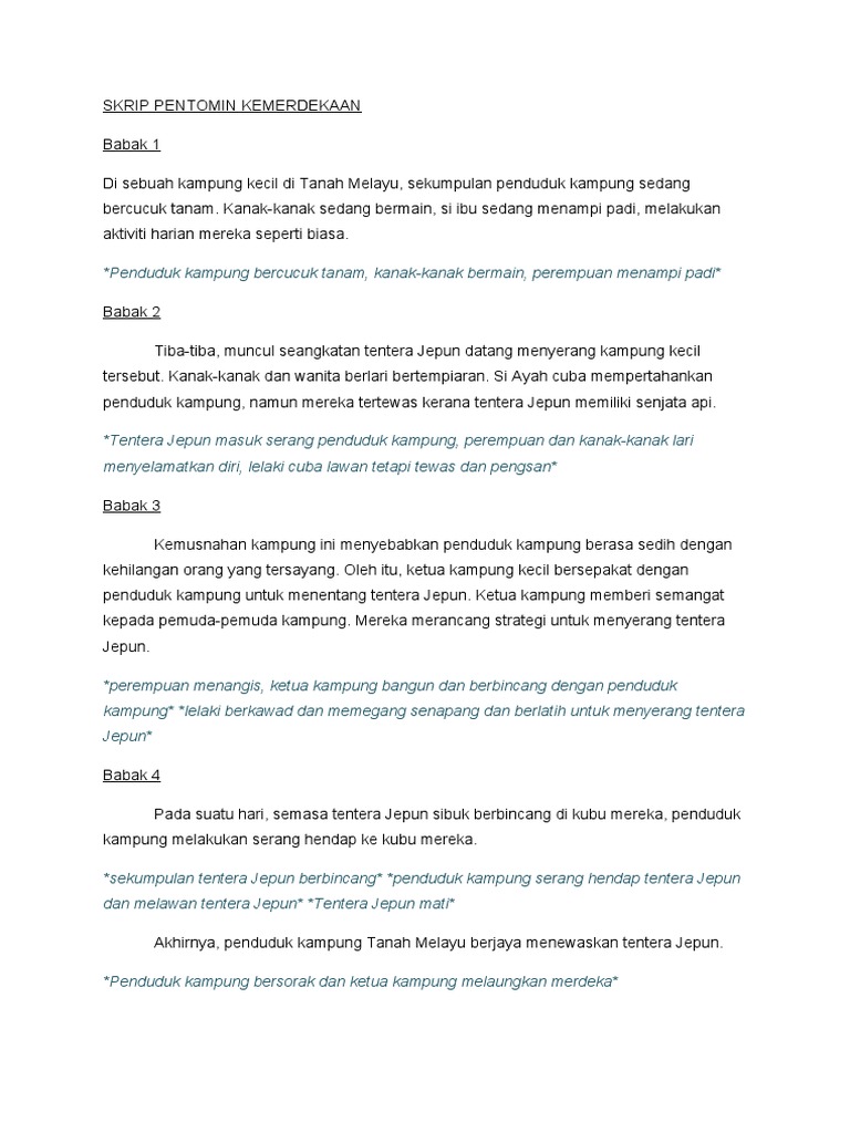 Skrip Pentomin Kemerdekaan | PDF