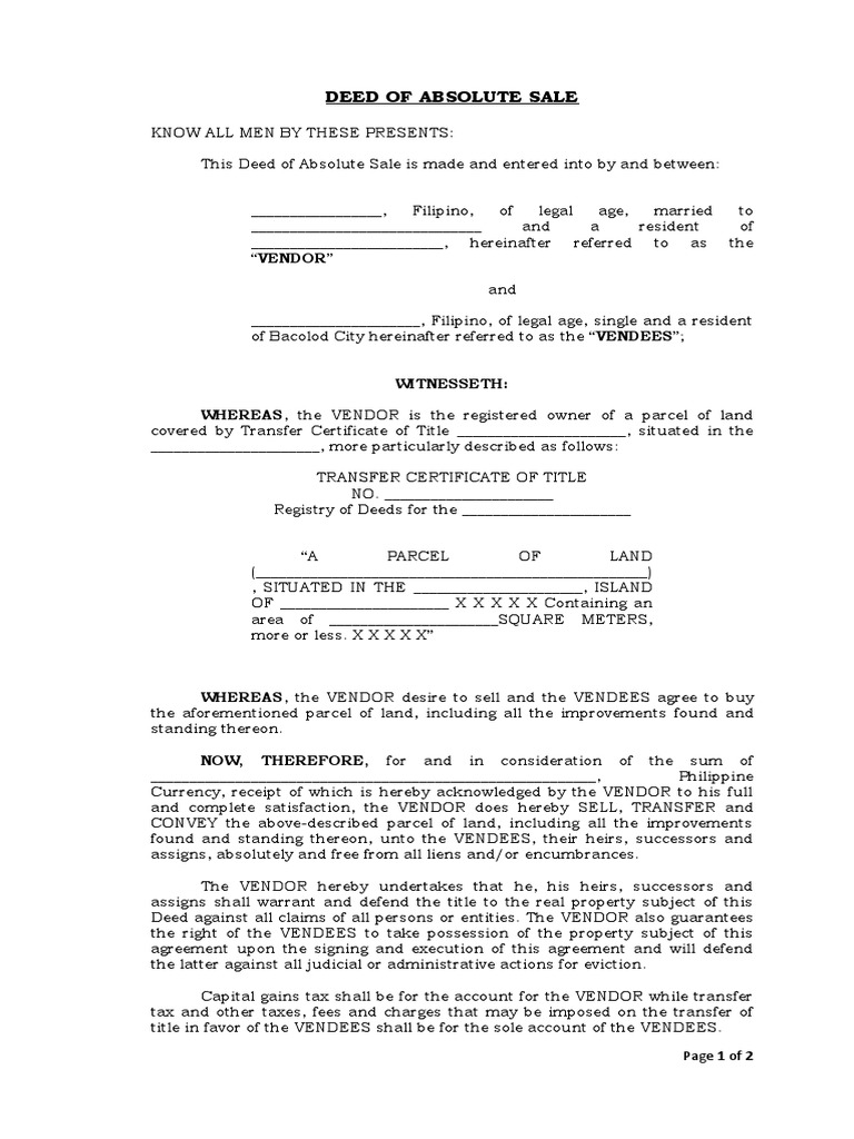 Deed of Sale of Real Property | PDF | Deed | Title (Property)