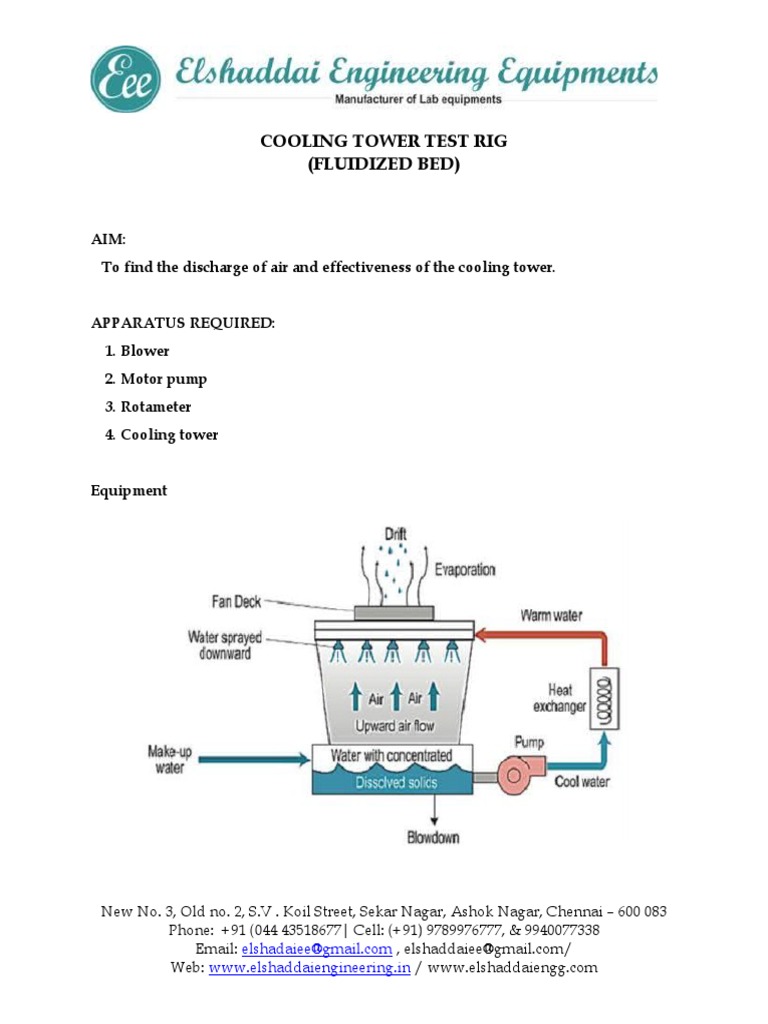 Cooling Tower Test Rig (Fluidised Bed) | PDF | Water | Pump