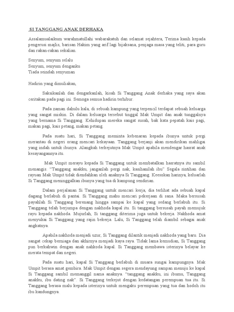 Si Tanggang Anak Derhaka | PDF